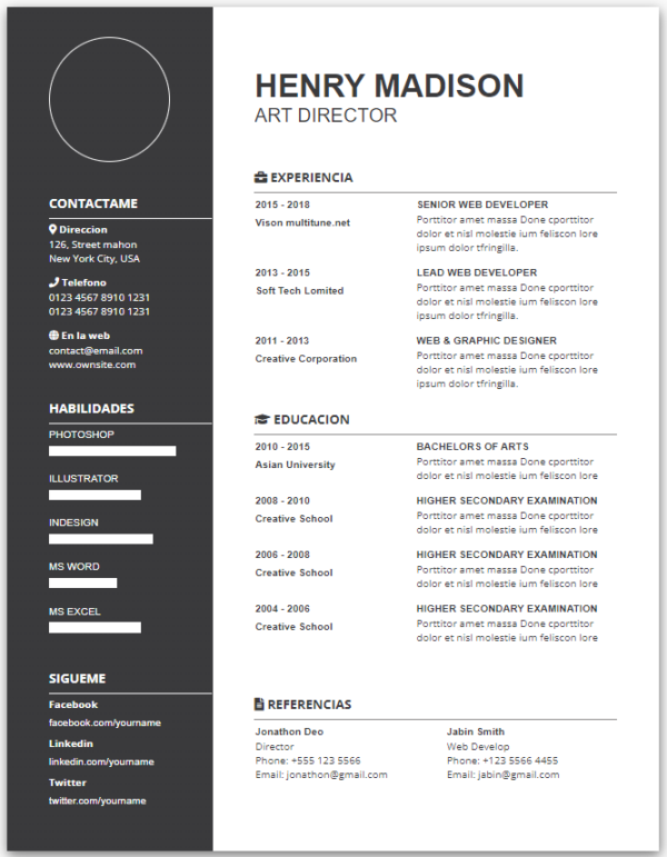 Formato Curriculum Vitae Gratis en Línea | didocu