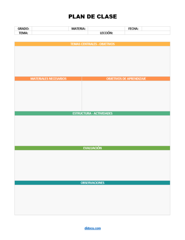 Plantilla de Plan de Clase en Word [GRATIS] | didocu