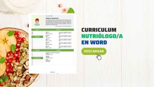 Curriculum Vitae para Nutrióloga en Word [GRATIS] | didocu