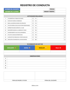 Plantilla de Registro de Conducta en Word [GRATIS] | didocu