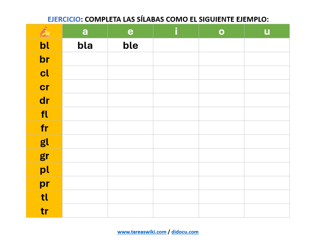 Plantilla para Completar las Sílabas en Word Editable y [GRATIS] | didocu