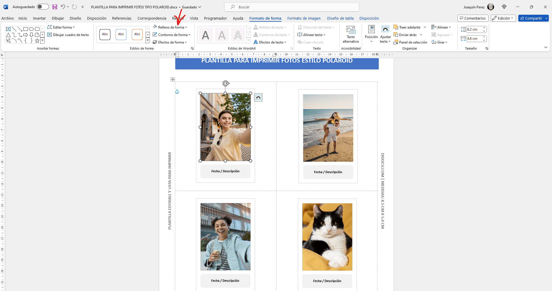 Plantilla para Imprimir Fotos Estilo Polaroid en Word [GRATIS] | didocu