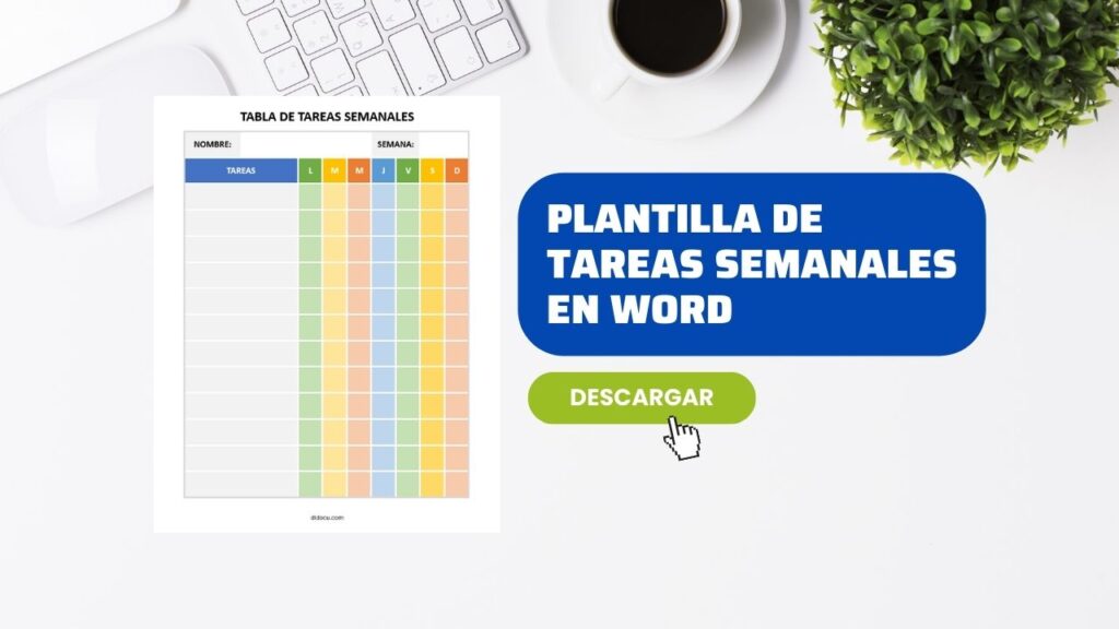 Plantilla de Tabla de Tareas Semanales en Word [GRATIS] | didocu