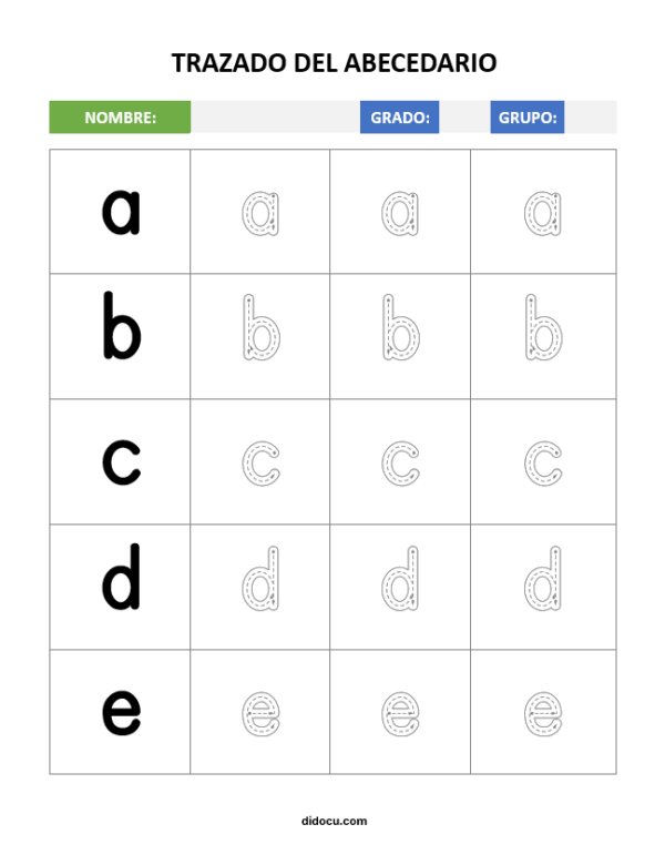 Plantilla para Trazado del Abecedario en Word y PDF [GRATIS] | didocu