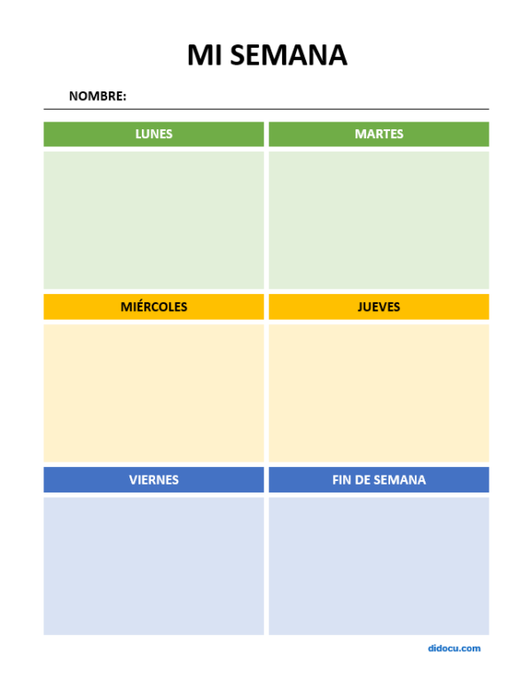 Plantilla para Organizar Mi Semana en Word y PDF [GRATIS] | didocu