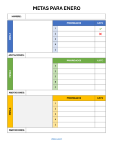 Planificador de Metas Mensuales en Word y PDF [GRATIS] | didocu