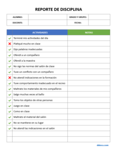 Plantilla de Reporte de Disciplina en Word y PDF [GRATIS] | didocu