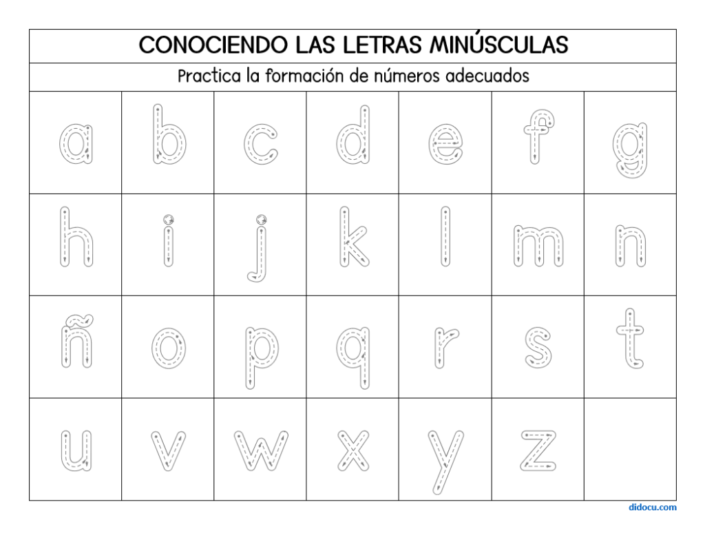 Hojas De Trabajo Imprimibles Para Trazar Letras Minúsculas