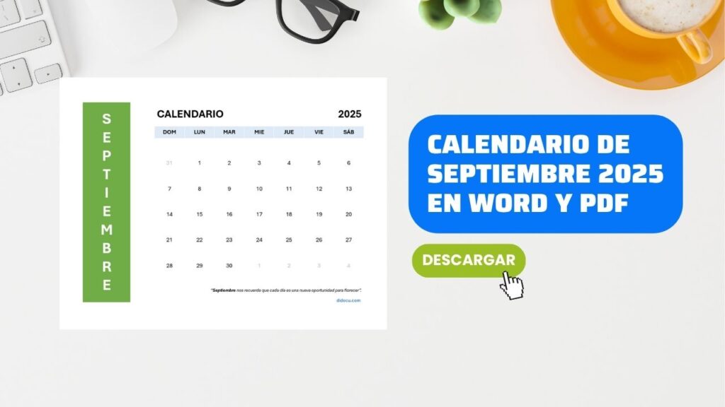 Calendario de Septiembre 2025 en Word y PDF [GRATIS] | didocu